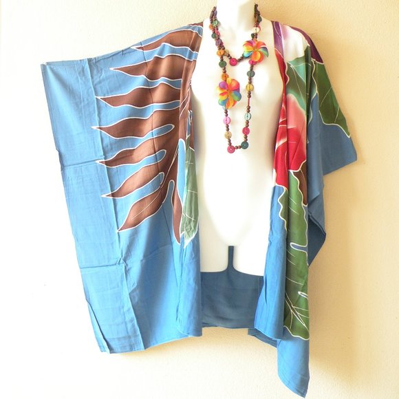 Sweaters | Cb419 Floral Batik Hand Painted Duster Cover Up Open Front ...